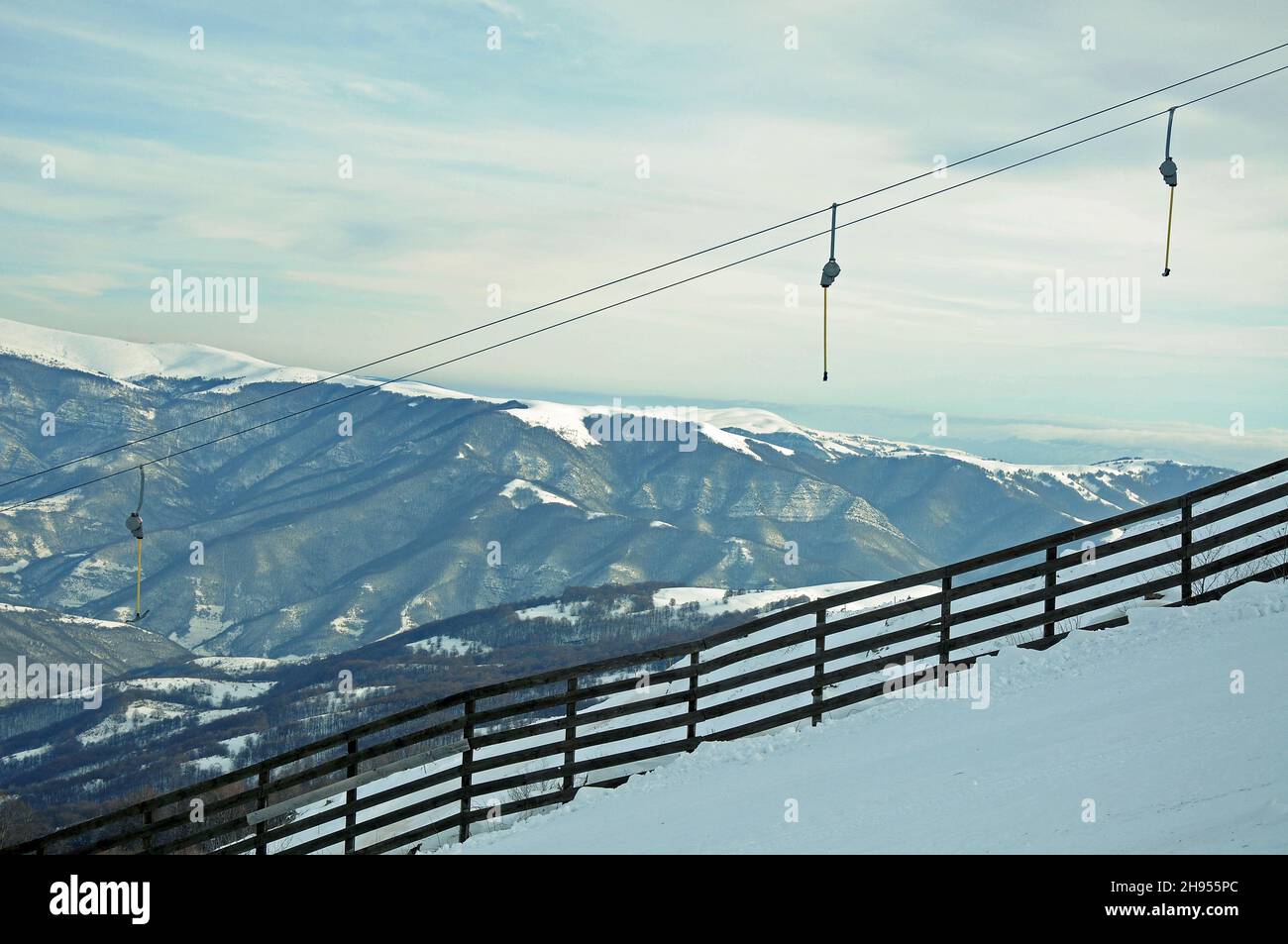 Skiing road and a ropeway in the mountains in Serbia Stock Photo - Alamy