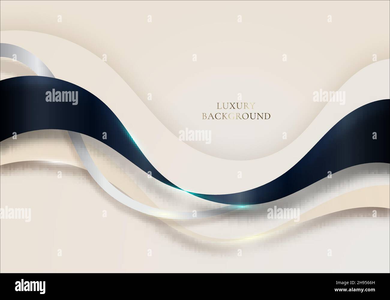 3D modern luxury template design blue wave ribbon stripes and lighting ...