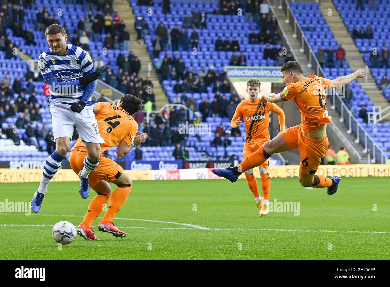 Richard Smallwood #6 of Hull City shoots on goal but its saved by Luke ...