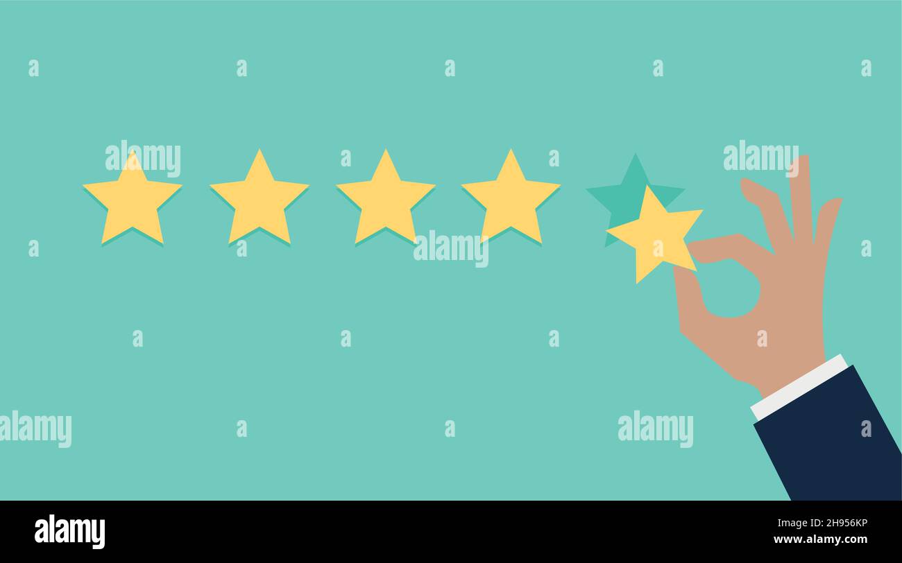 Hand pressing five stars hi-res stock photography and images - Alamy