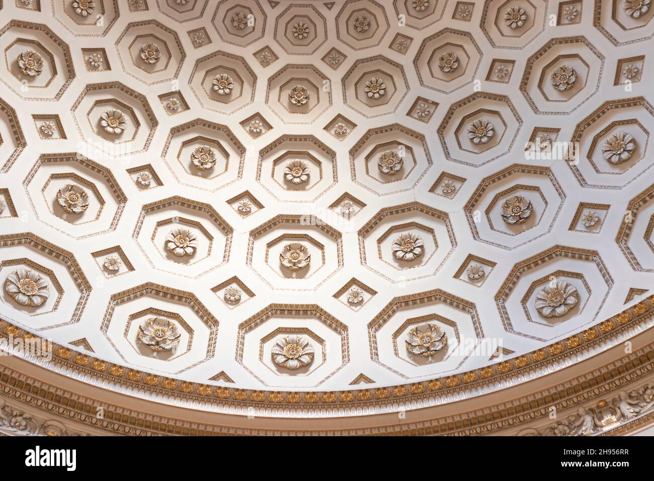 detail of interior of domed ceiling at Kedleston Hall Derbyshire Stock ...