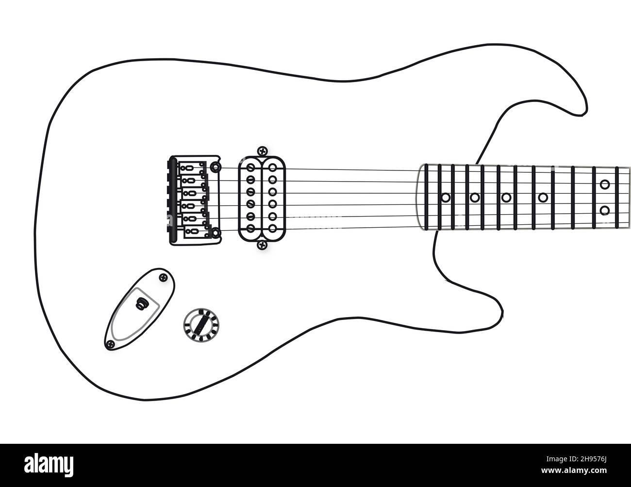 Unusual guitar outline drawing set ion a white background Stock Photo ...