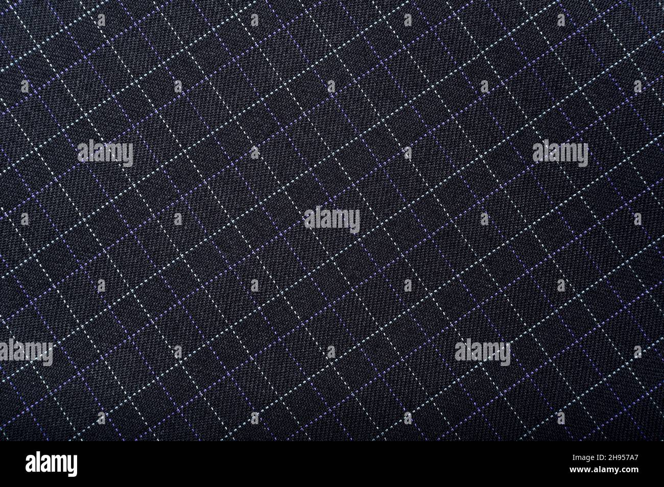 Fabric blue.Checkered fabric. Checkered pattern on fabric of different ...