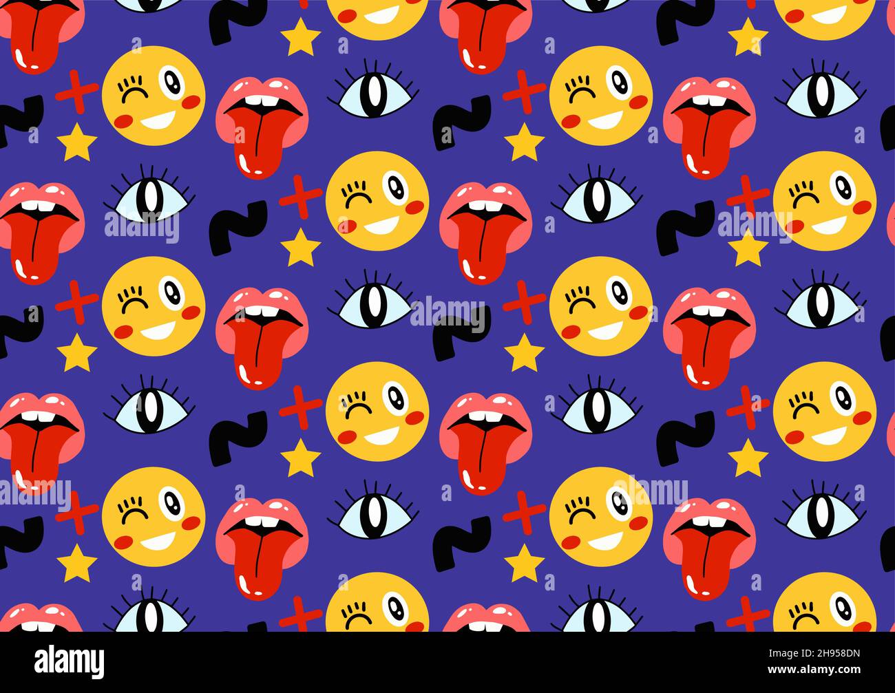 Abstract shapes, funny comic doodles seamless pattern. Trendy modern ...