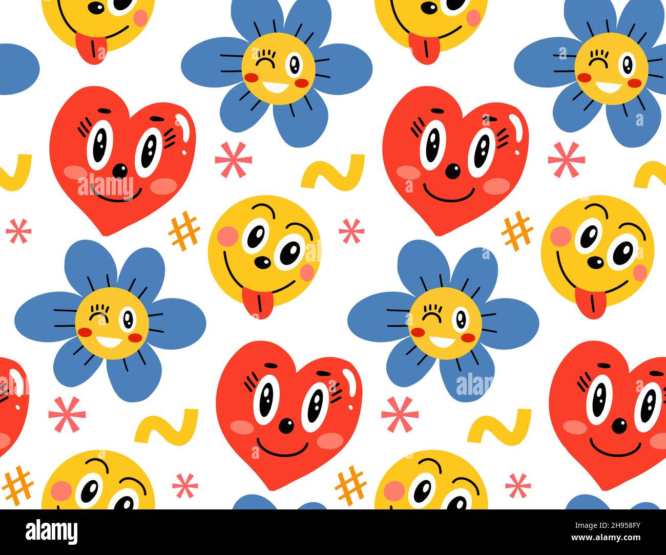 Abstract shapes, funny comic doodles seamless pattern. Trendy modern ...