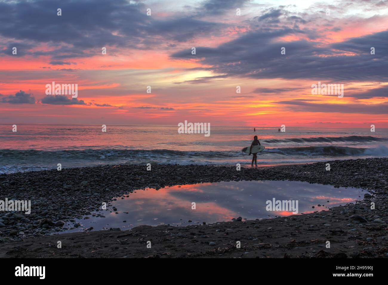 A surfer's destination, Playa Dominical in Costa Rica is a rocky beach ...