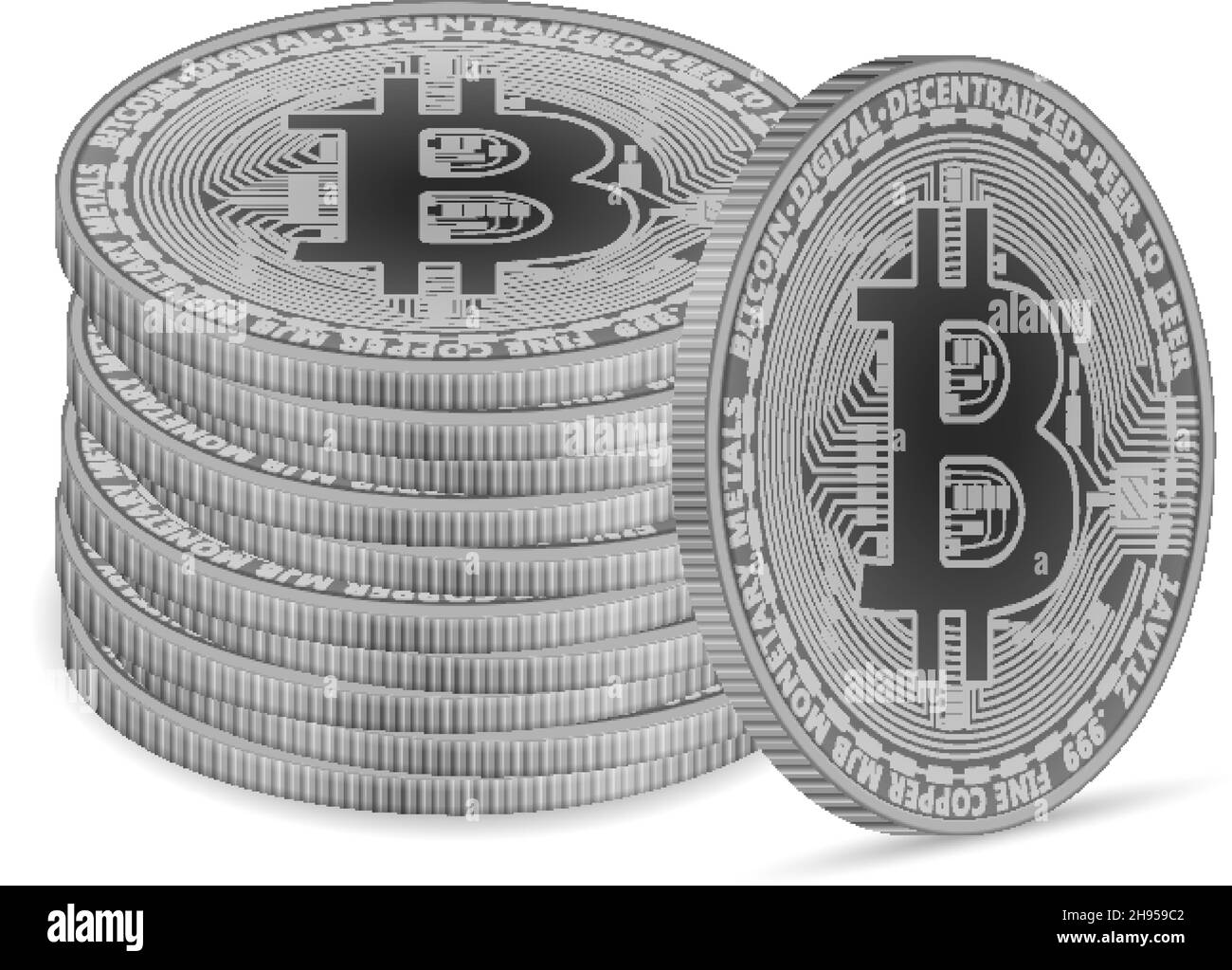 Bitcoin coins on a white background. Vector illustration Stock Vector ...