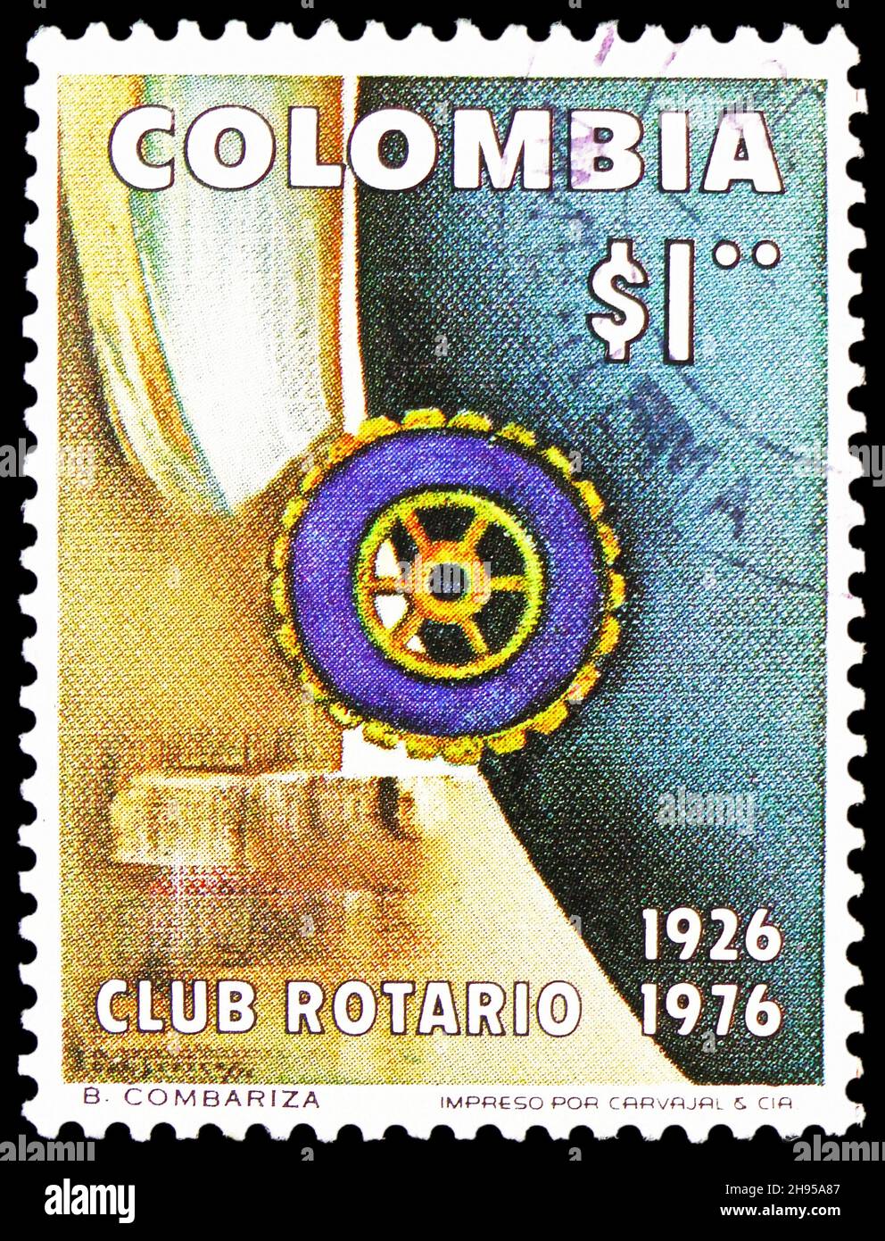 MOSCOW, RUSSIA - OCTOBER 24, 2021: Postage stamp printed in Colombia ...