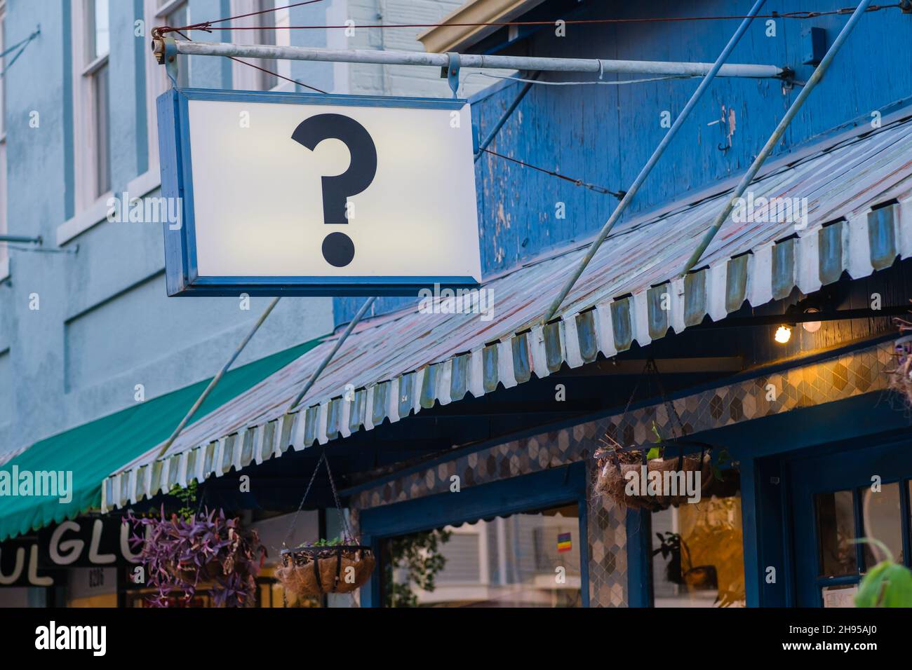 NEW ORLEANS, LA - OCTOBER 19, 2020: Question Mark Sign at Storefront on ...