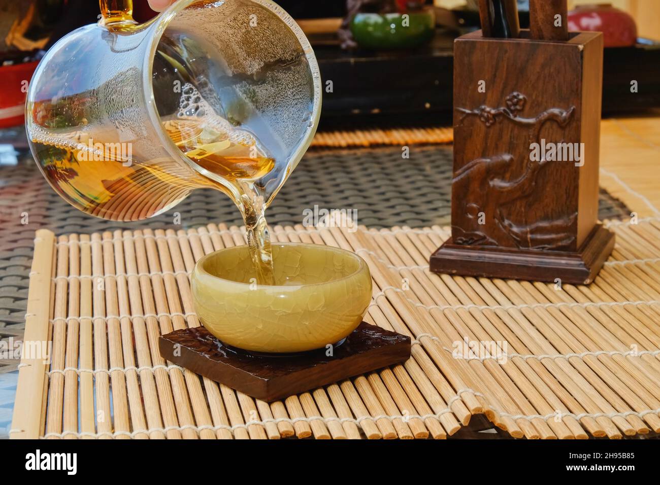 Fragment of traditional serve tea on tea ceremony Stock Photo - Alamy