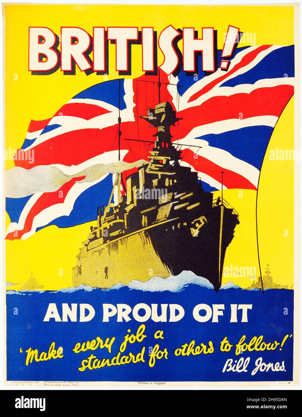 Vintage 1928 Bill Jones Motivational Poster - British And Proud Of It ...