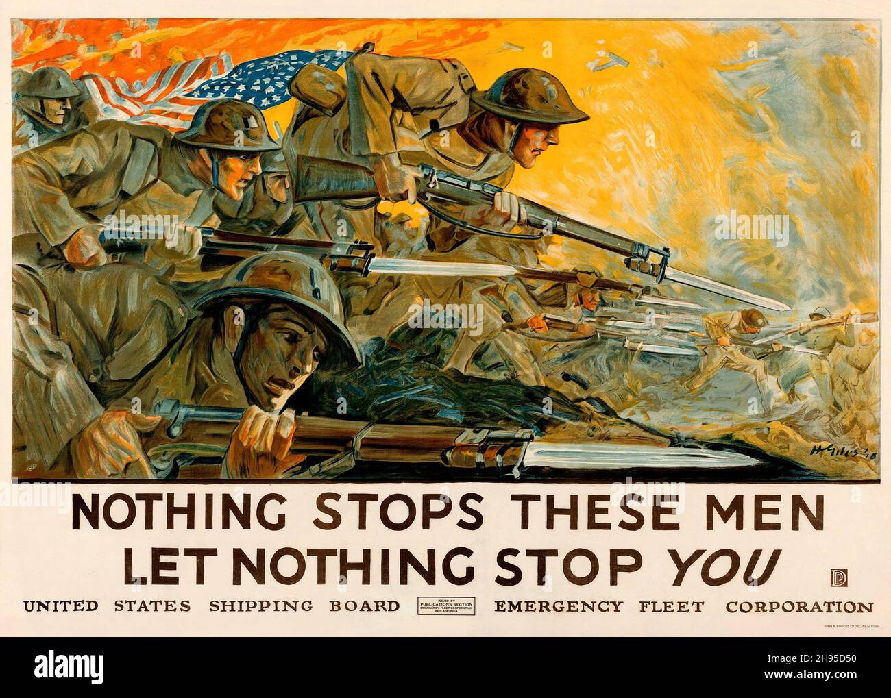 World War I Propaganda (Emergency Fleet Corp., 1918). Vintage Poster ...