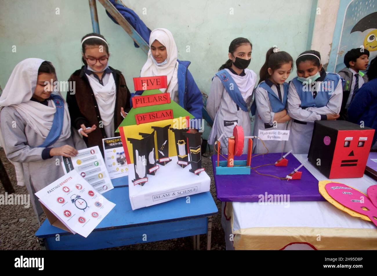 Students are displaying their science project models during Science ...