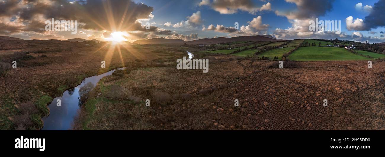 Aerial view of the Owencarrow Railway Viaduct by Creeslough in County ...