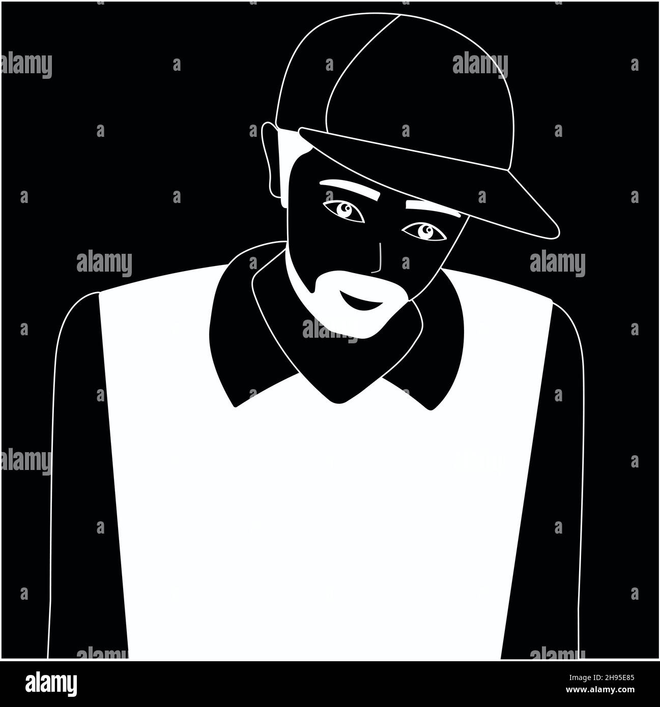 Portrait baseball cap beard Stock Vector Images - Alamy