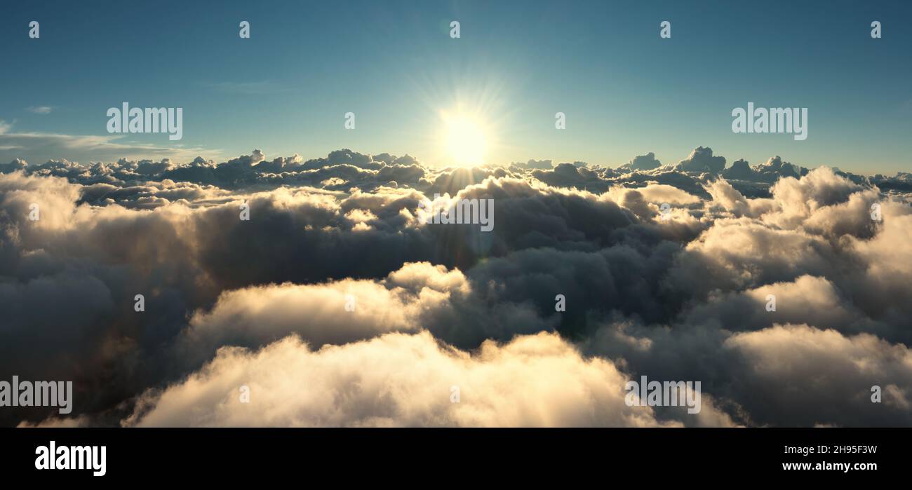 Aerial view of clouds and morning sun Stock Photo - Alamy