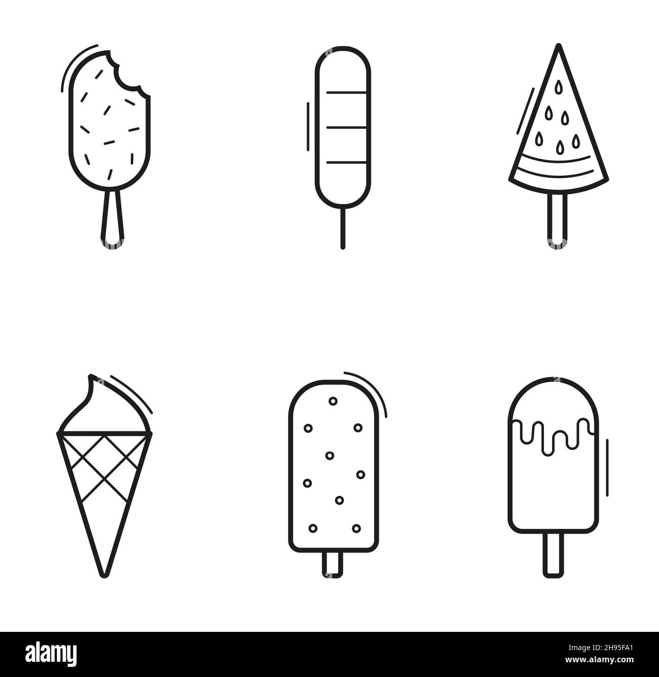 set ice cream line art vector icon on white background eps Stock Vector ...
