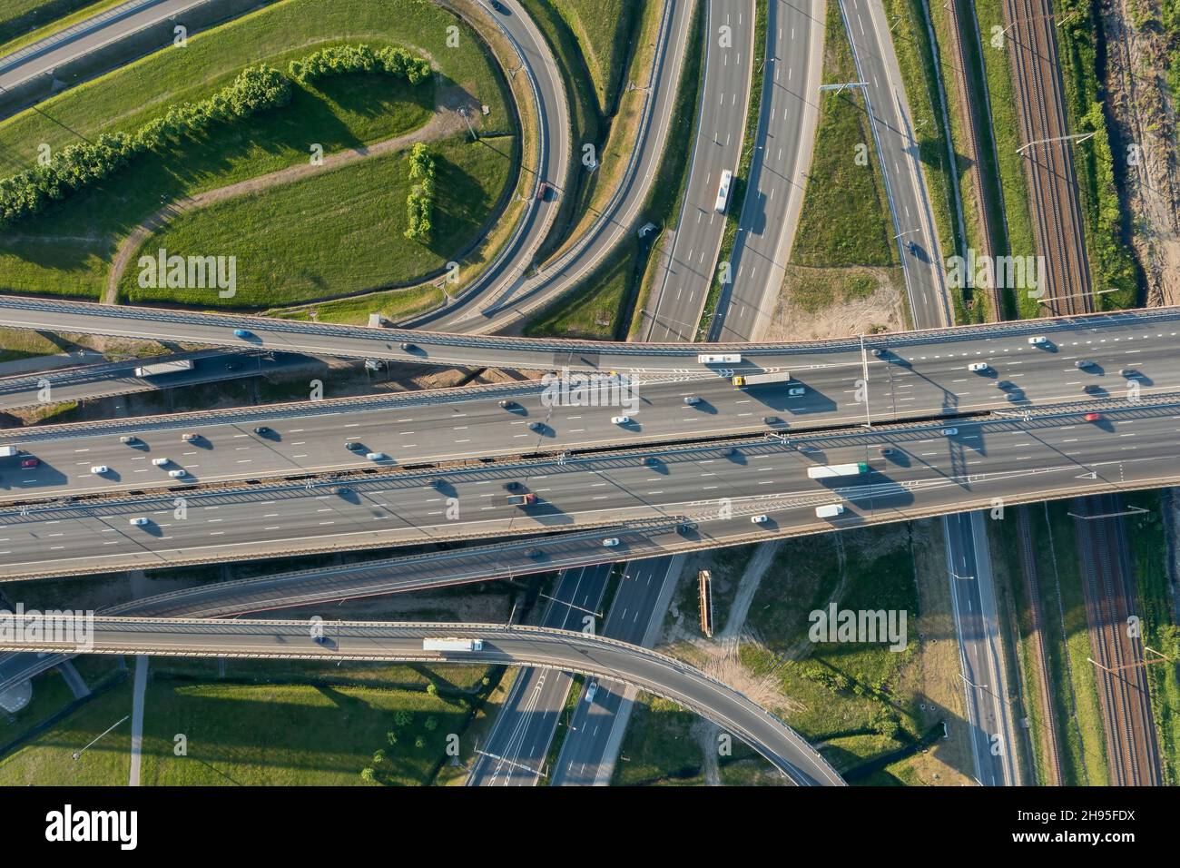 Aerial view freeway intersection cars hi-res stock photography and ...