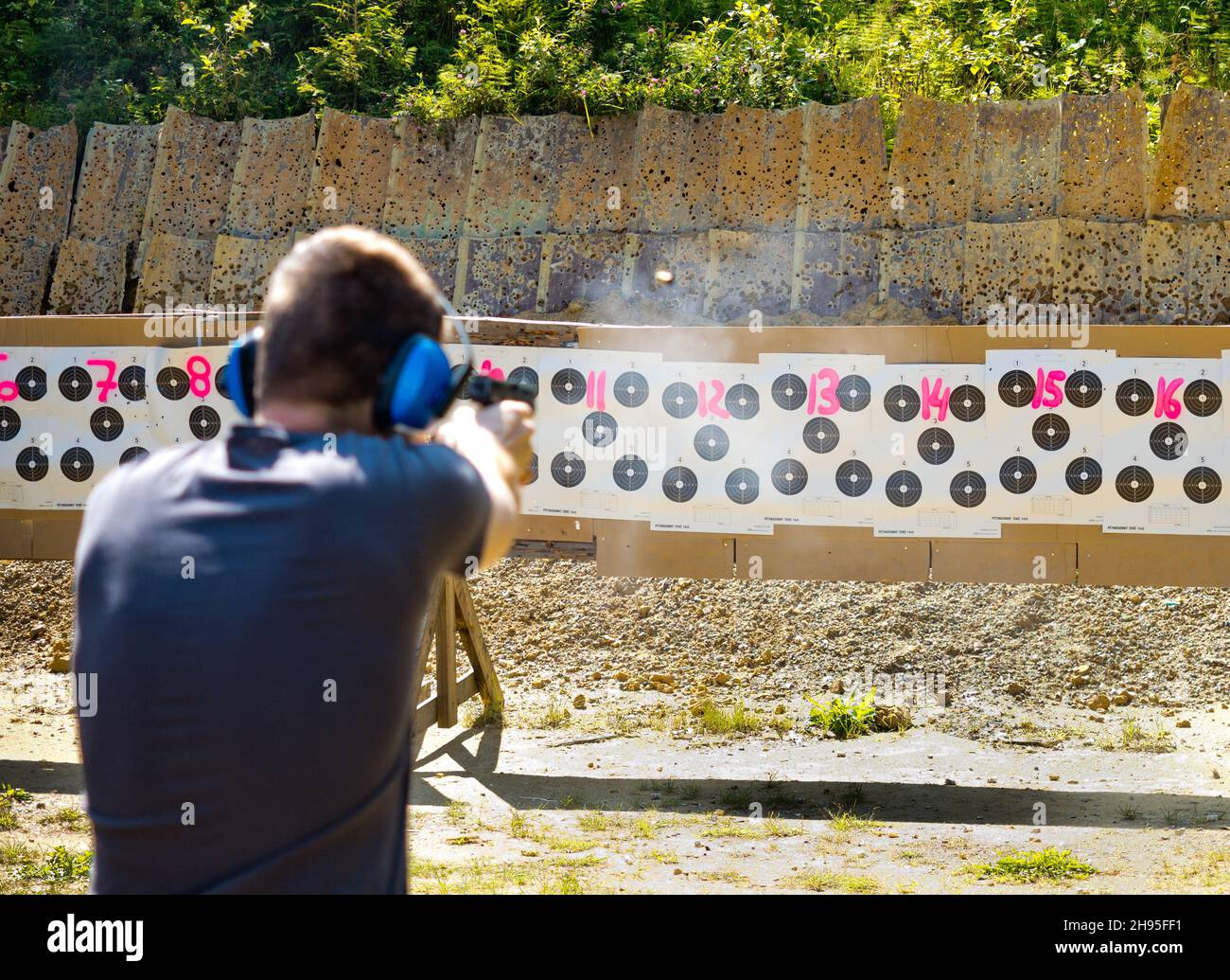 Shooting at shooting range to the targets Stock Photo - Alamy