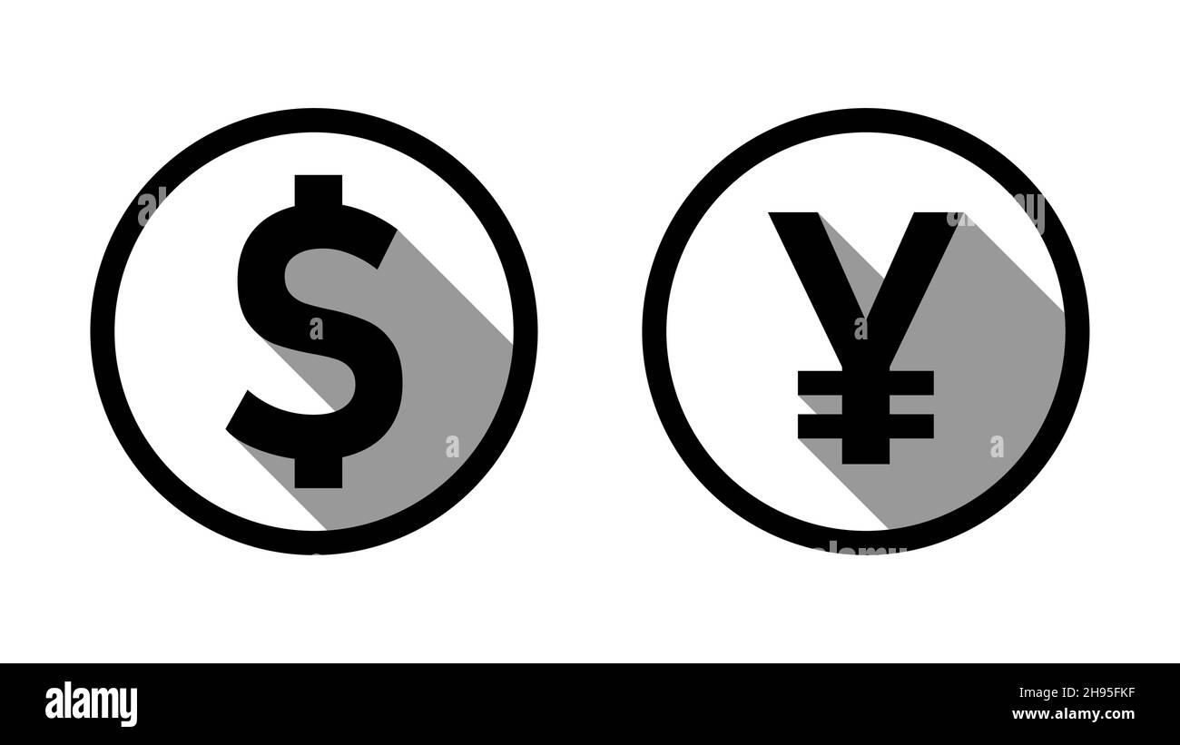 US Dollar Japanese Yen or Chinese Yuan Exchange Rate Currency Sign or ...