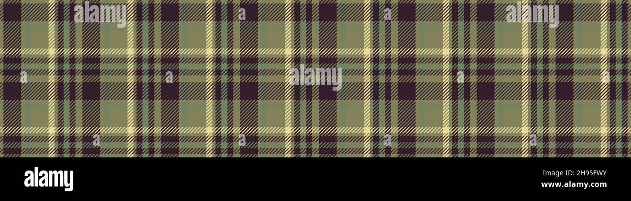 Military green check plaid vector border. Seamless gingham swatch for ...