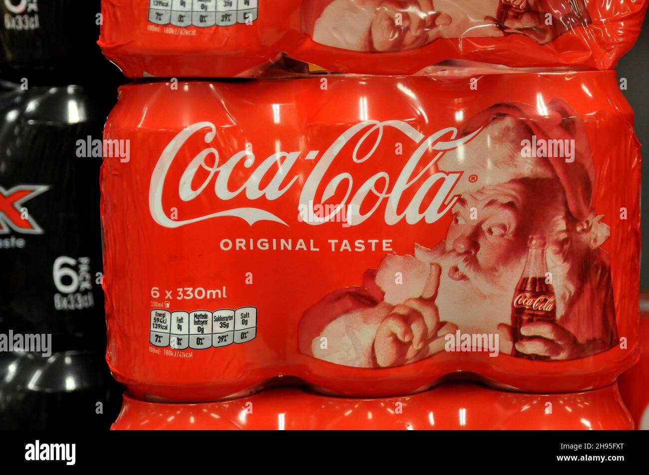 Copenhagen/Denmark./03 December 2021/ Coca cola display for sale in ...