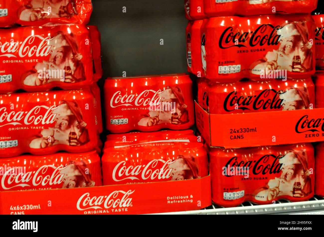 Copenhagen/Denmark./03 December 2021/ Coca cola display for sale in ...