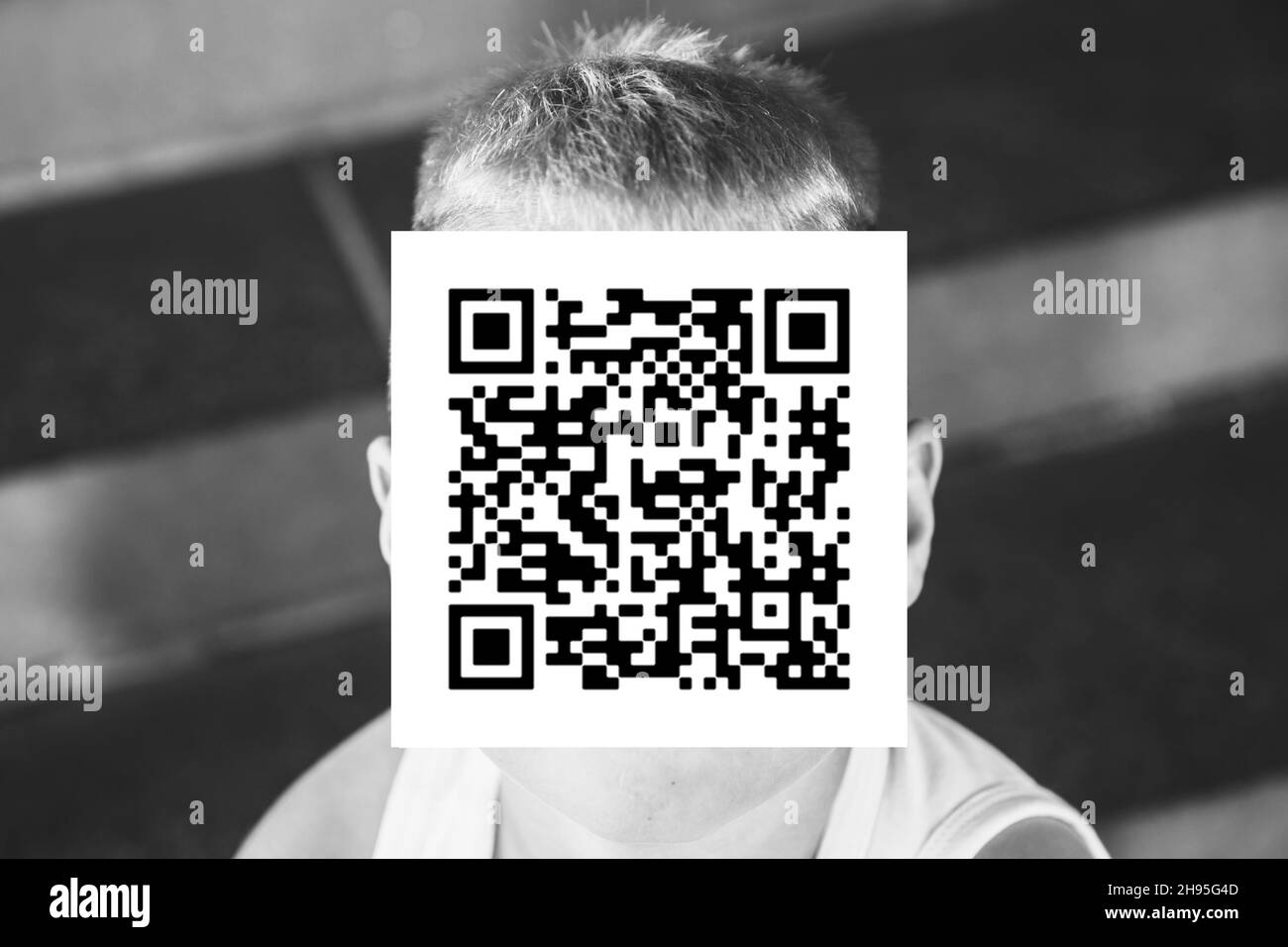 man with qr code on his face. High quality photo Stock Photo - Alamy
