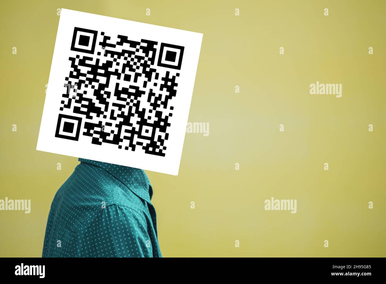 man with qr code on his face. High quality photo Stock Photo - Alamy