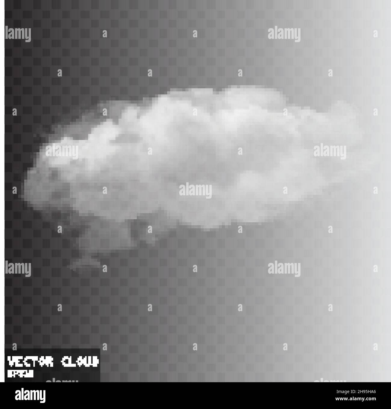 Cloud vector shape illustration, white fluffy cloud isolated over transparent background Stock ...
