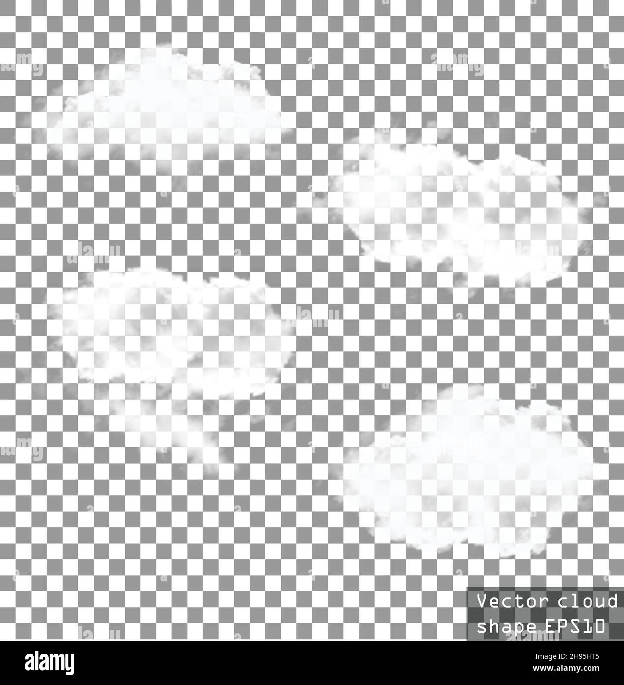 Realistic clouds vector set isolated over transparent background, realistic white fluffy clouds ...