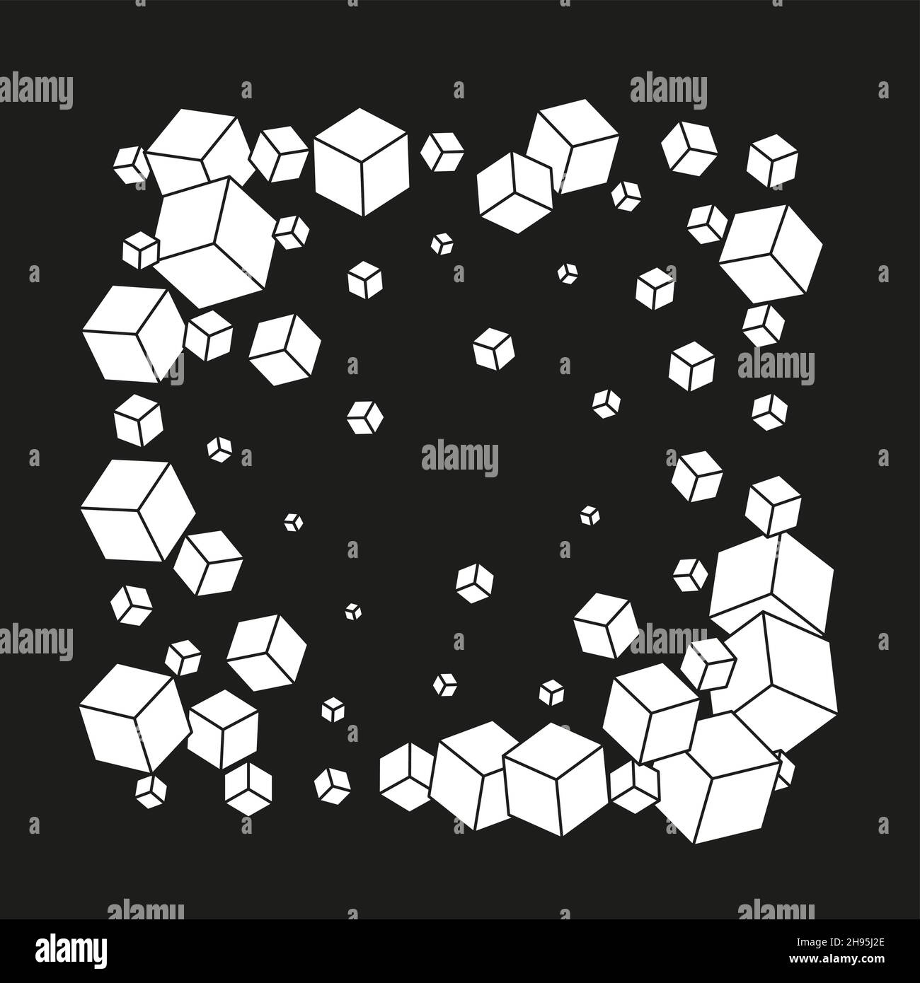 Vector abstract background with cube cell. Modern technology illustration with square mesh ...