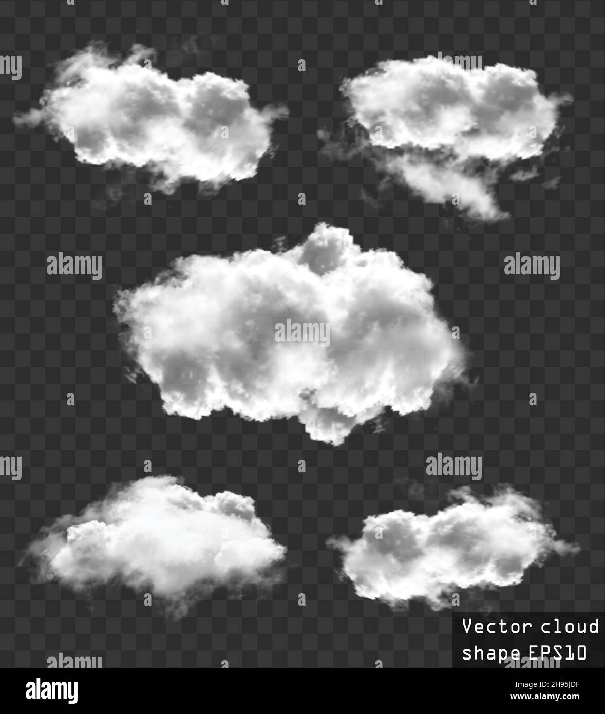 Clouds vector collection, cloud shapes illustration. Realistic white ...
