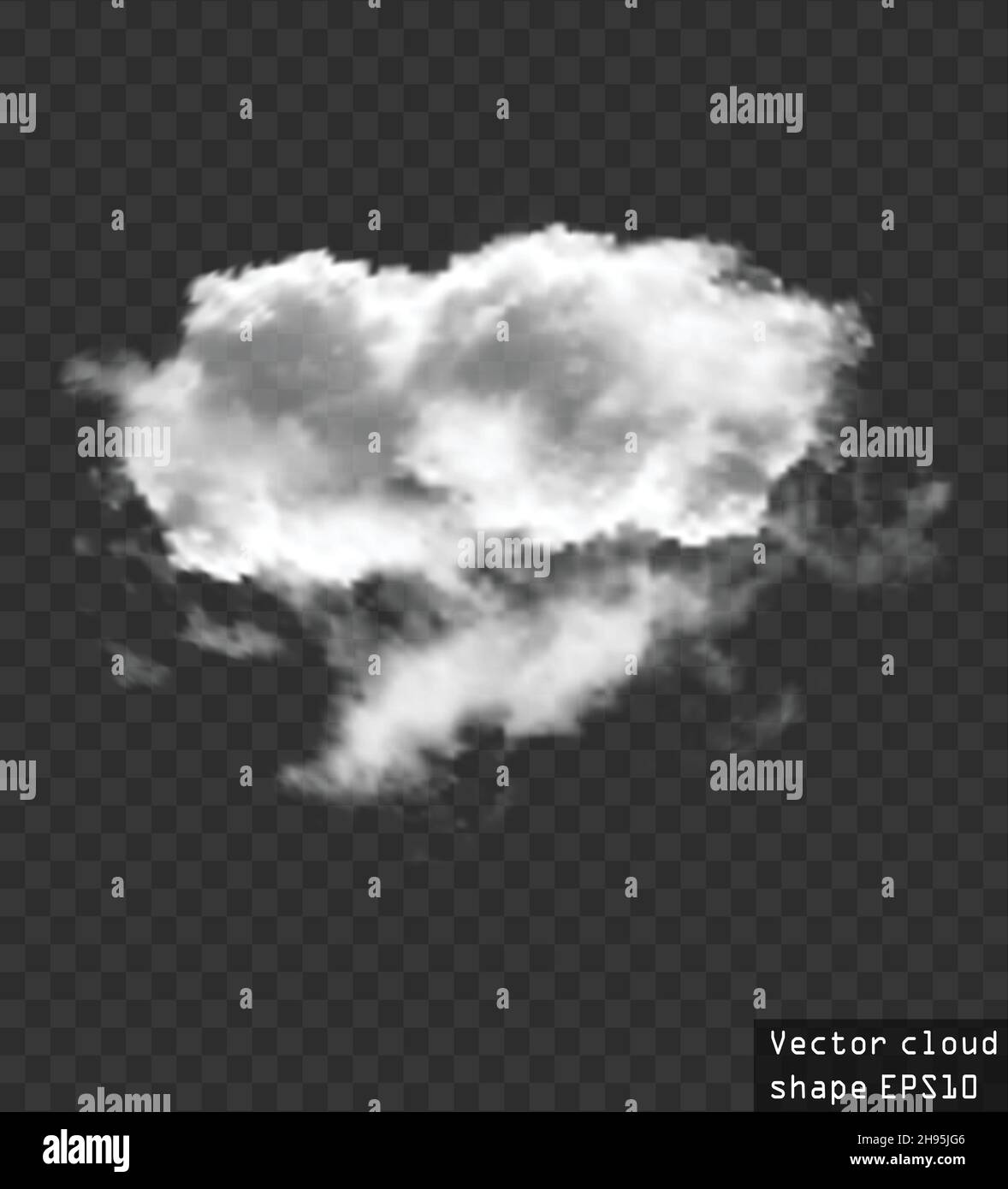 Single cloud vector illustration. Realistic white fluffy cloud isolated ...