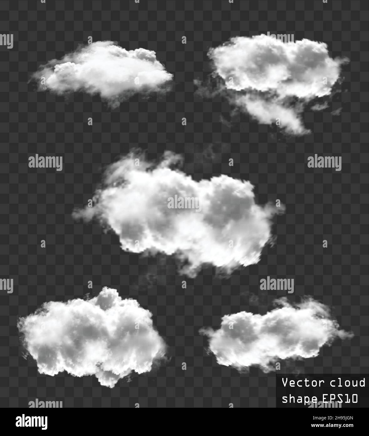 Clouds vector collection, cloud shapes illustration. Realistic white ...