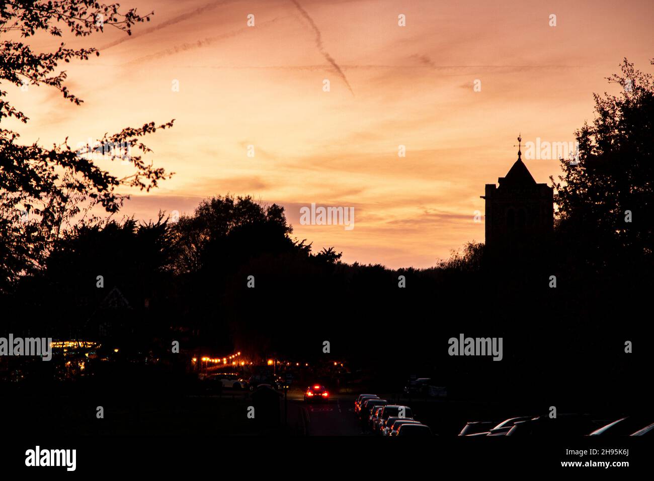 St Giles Chruch in Shipbourne, Kent, England at sunset Stock Photo - Alamy