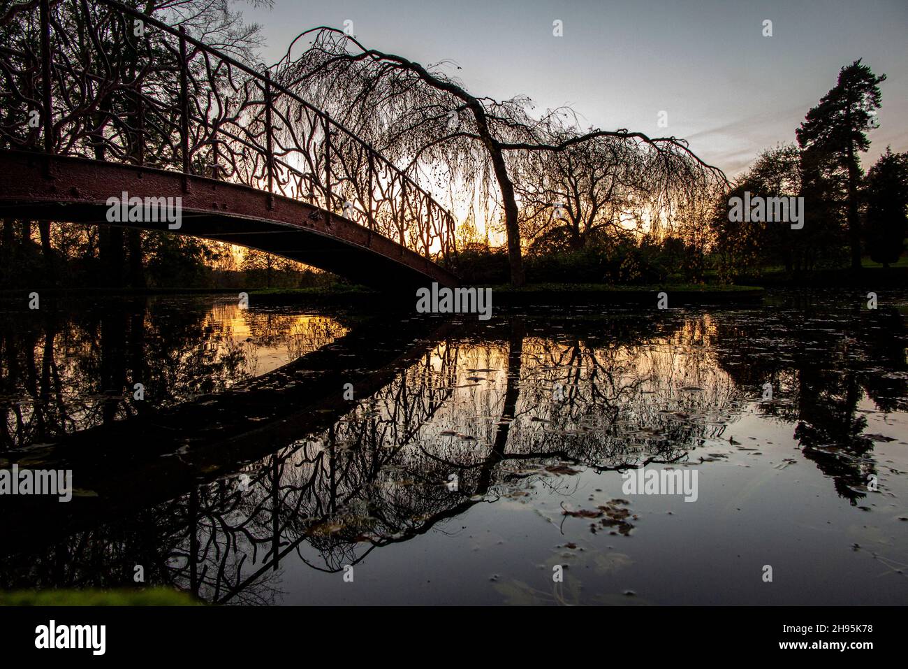Footbridge in park at dusk hi-res stock photography and images - Alamy