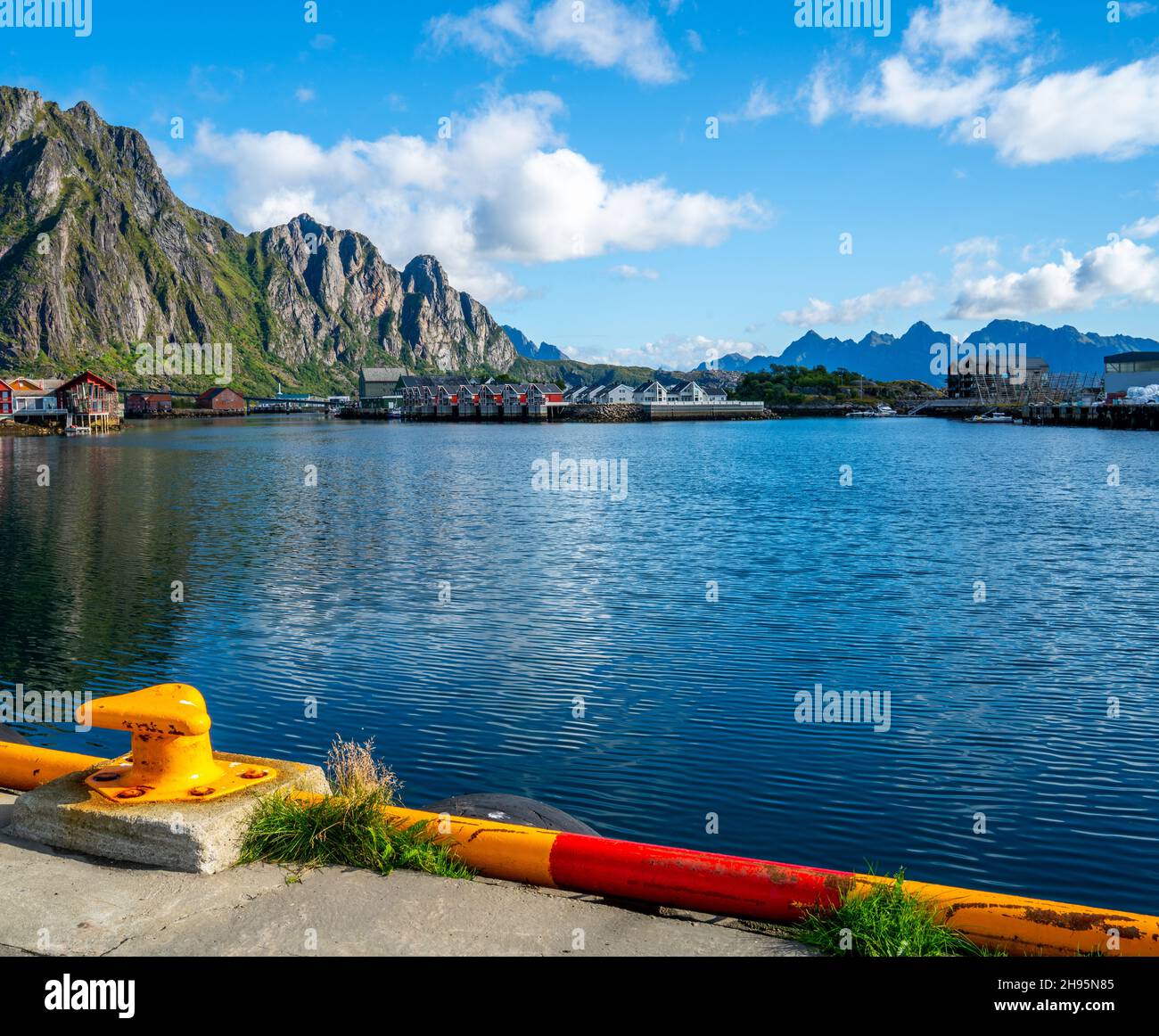 View upon the harbor of Svolvaer, Lofoten islands, Norway Stock Photo ...