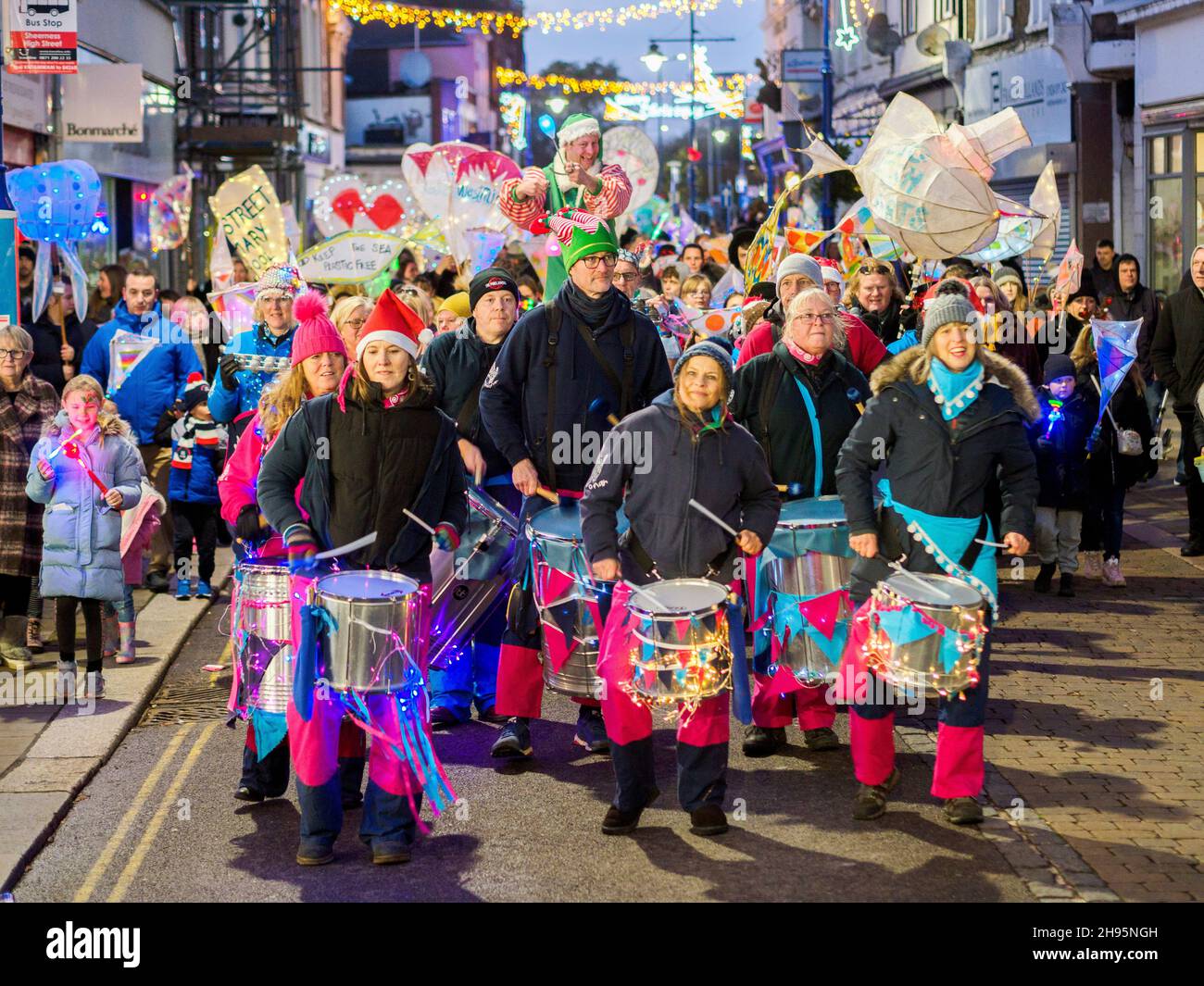 Sheerness, Kent, UK. 4th Dec, 2021. A Christmas lantern parade ...