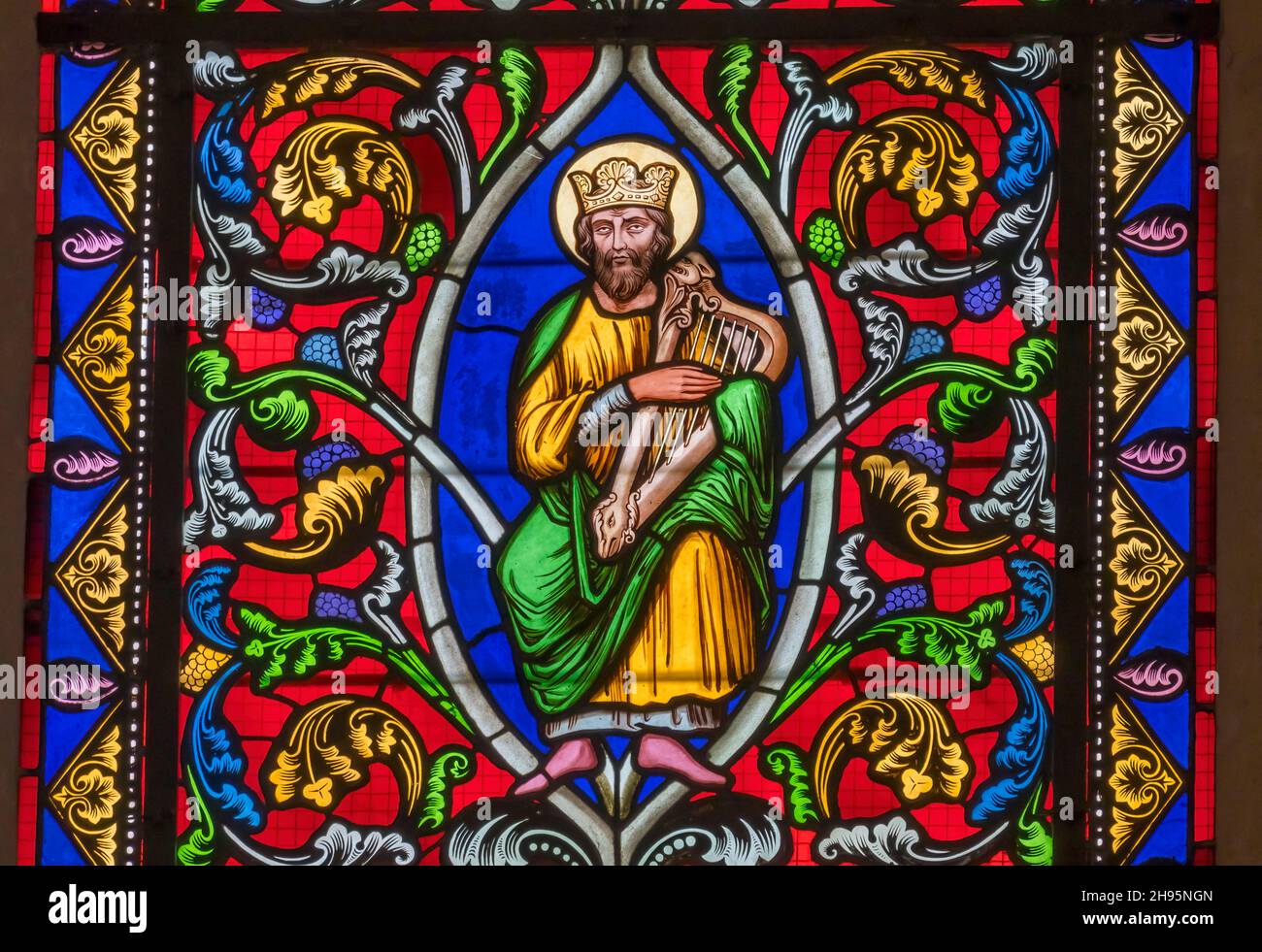 Colorful King David Lyre Musical Instrument Stained Glass Basilica ...