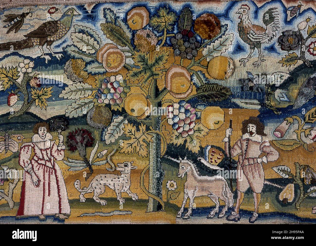 Picture Depicting Adam and Eve (Needlework), England, 17th century ...