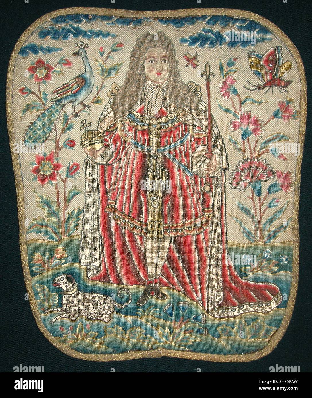 Fire Fan, England, 1701/25. Hand-held fire screen, full length male ...