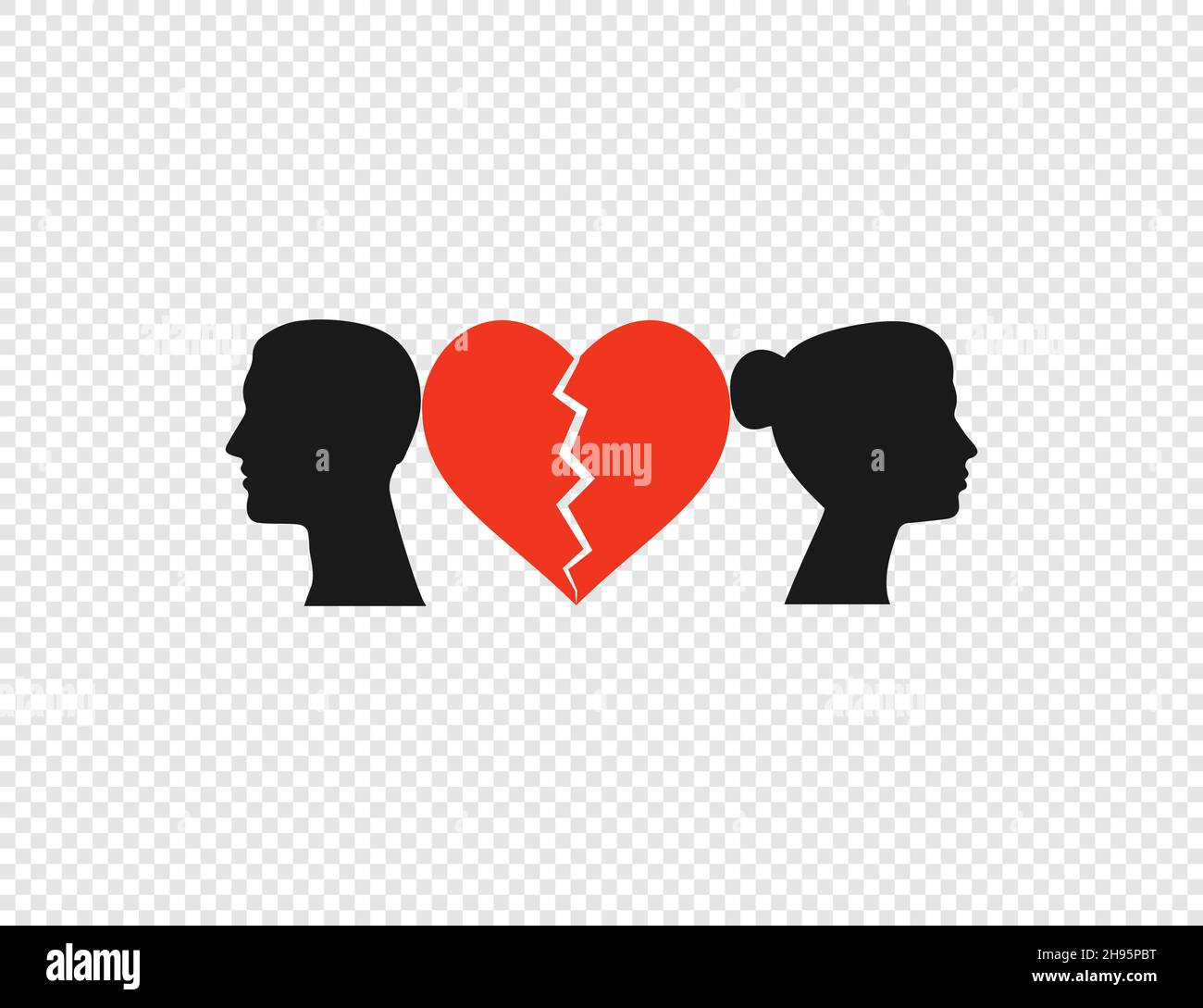 Vector illustration. Flat design. Couple broken heart icon Stock Vector ...