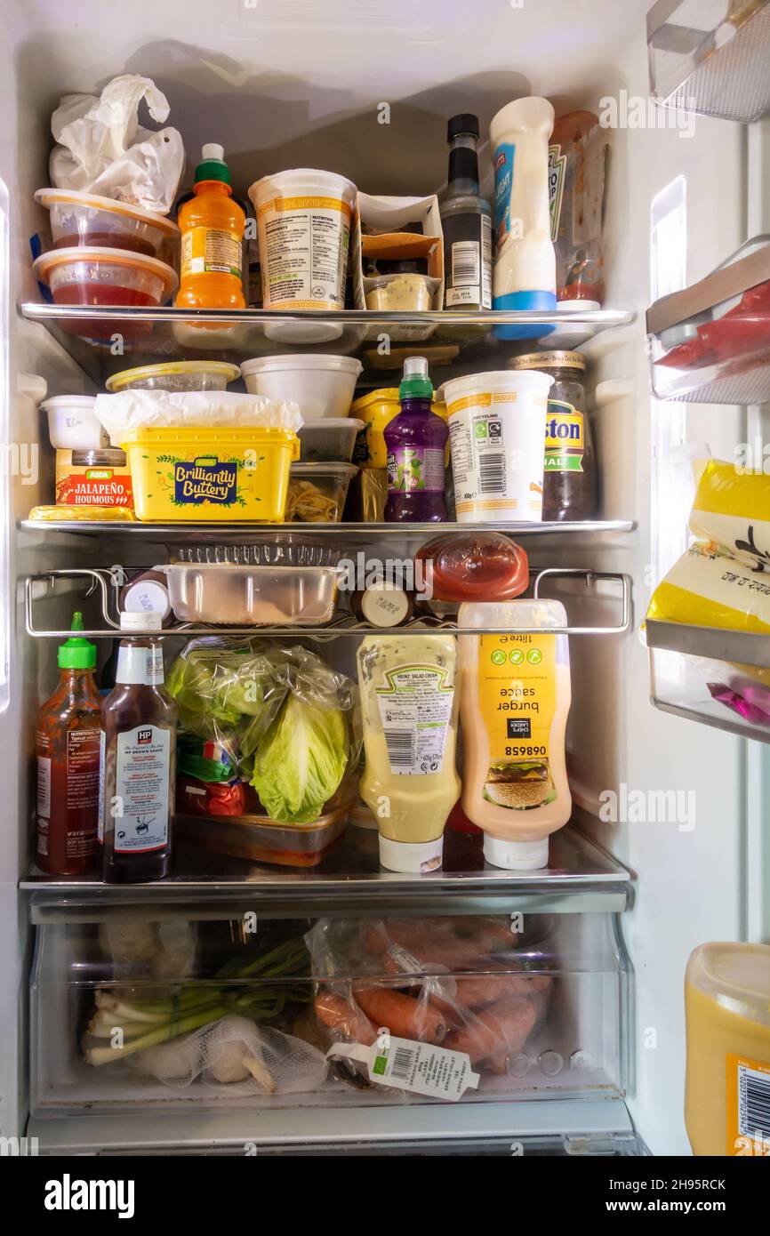 Fresh food inside a fridge Stock Photo - Alamy