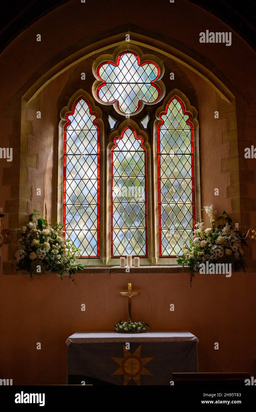 A beautiful lead glass window photographed from inside St Lawrence ...