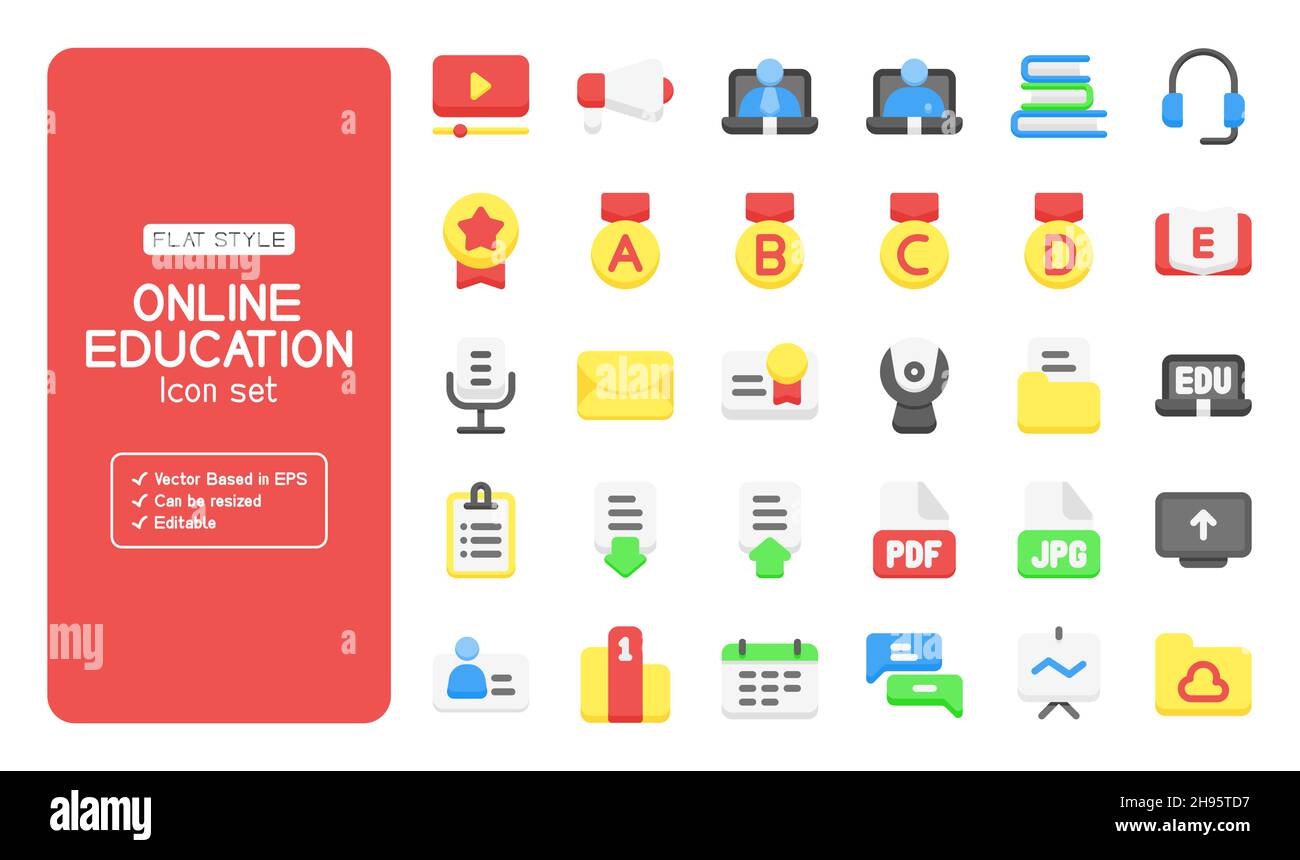 Set of online education icons and it vector based. It may be used in ...