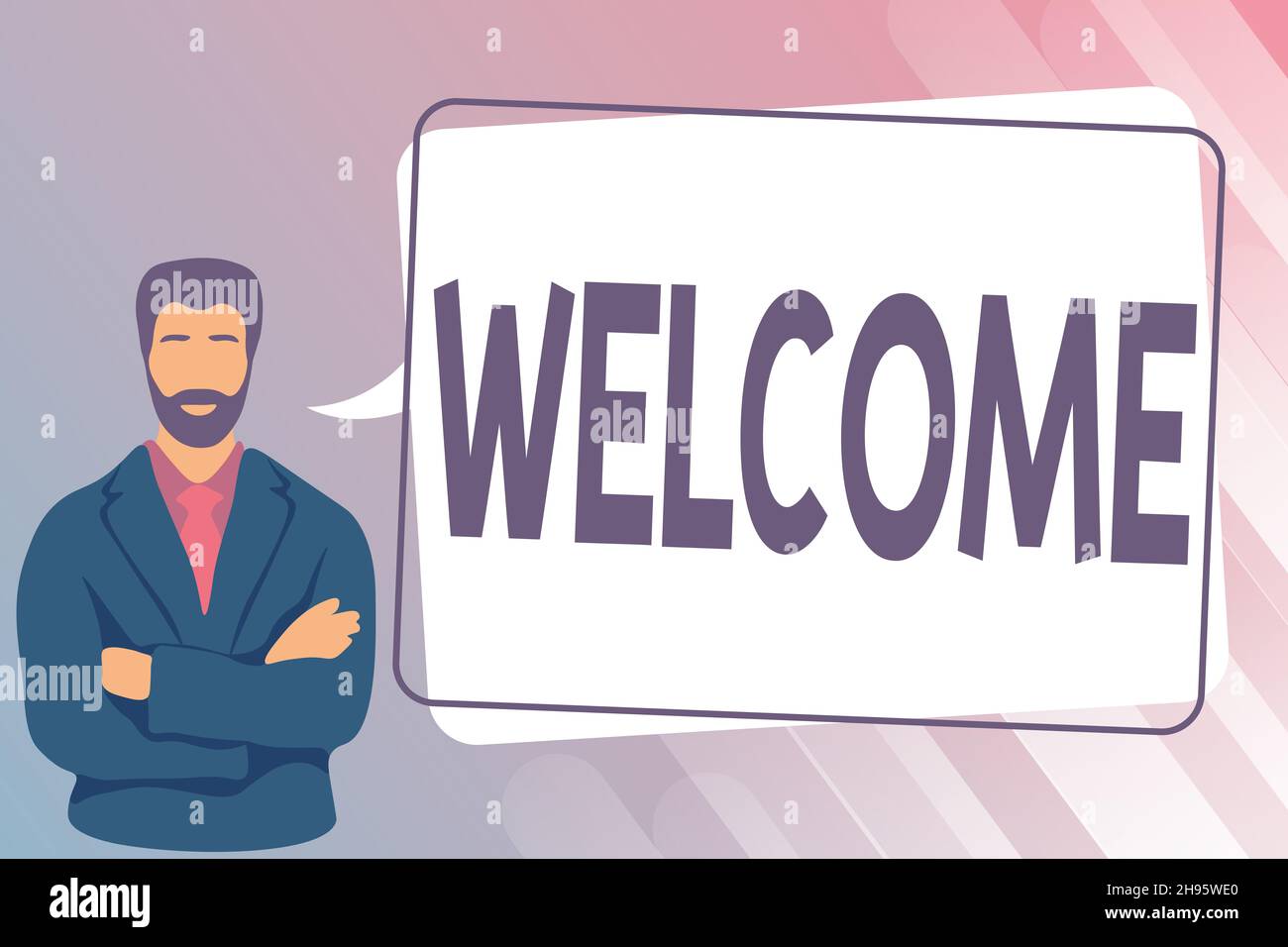 Hand writing sign Welcome. Business overview instance or manner of ...