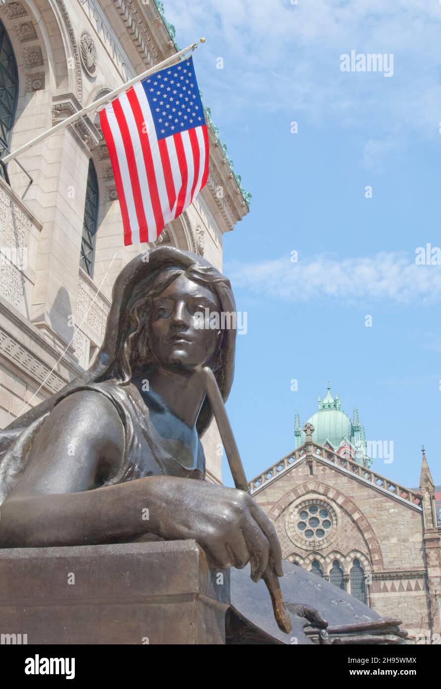 Muse statue outside Boston Public Library Stock Photo - Alamy