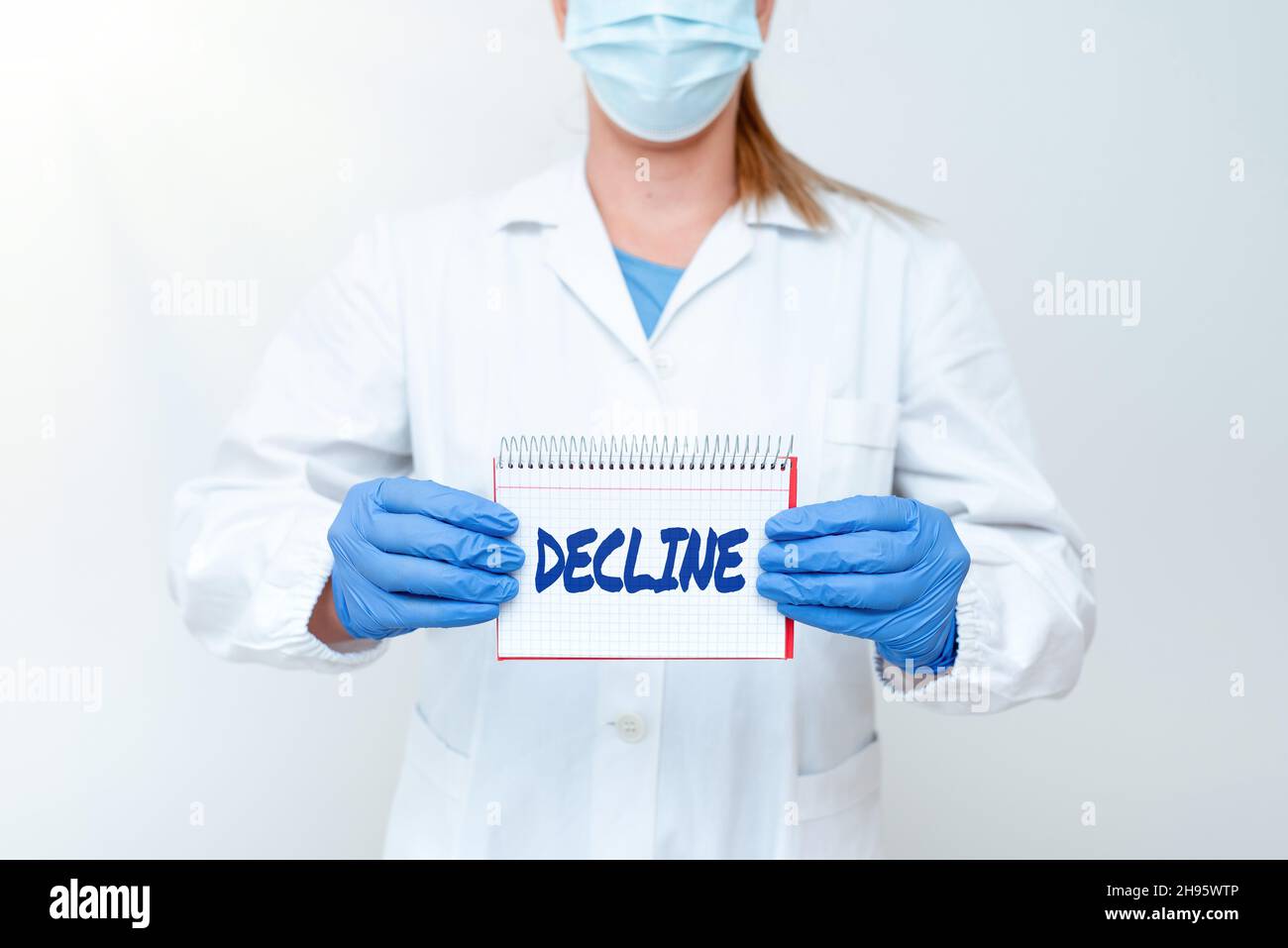 Text sign showing Decline. Word Written on Become smaller fewer less ...