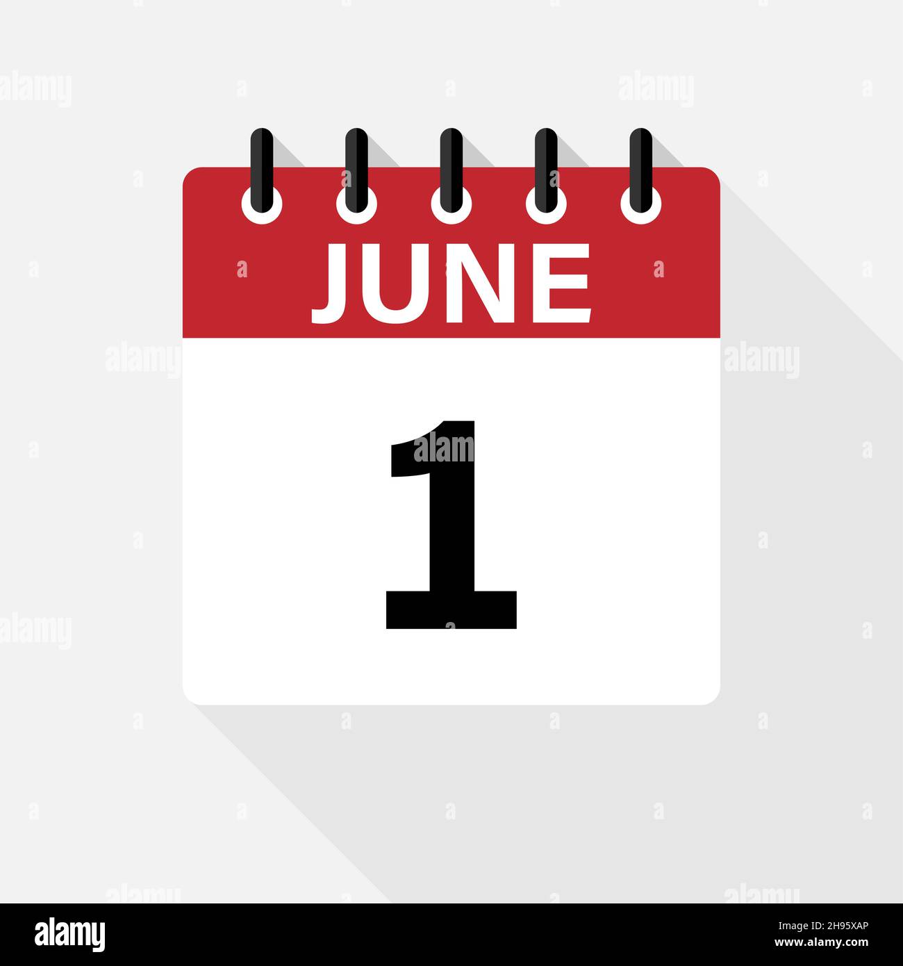 June Calendar Icon. Calendar Icon with shadow. Flat style. Date, day ...